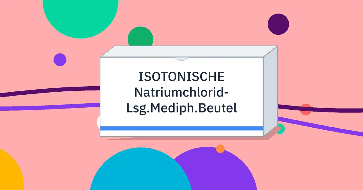 Symbolbild: Packung mit der Aufschrift ISOTONISCHE Natriumchlorid-Lsg.Mediph.Beutel (PZN 19633771) – Verfügbarkeit und Bezug in Apotheken in Frankfurt am Main
