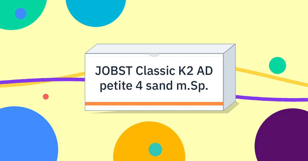 Symbolbild: Packung mit der Aufschrift JOBST Classic K2 AD petite 4 sand m.Sp. (PZN 10726399) – Verfügbarkeit und Bezug in Apotheken in Frankfurt am Main