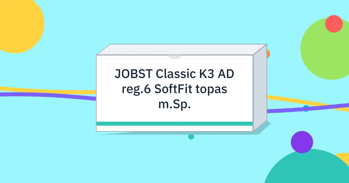 Symbolbild: Packung mit der Aufschrift JOBST Classic K3 AD reg.6 SoftFit topas m.Sp. (PZN 14224217) – Verfügbarkeit und Bezug in Apotheken in Frankfurt am Main