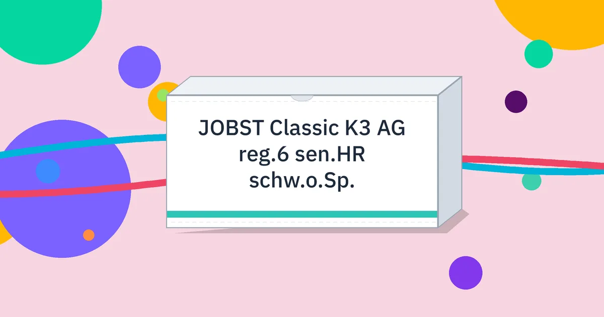 Symbolbild: Packung mit der Aufschrift JOBST Classic K3 AG reg.6 sen.HR schw.o.Sp. (PZN 17957127) – Verfügbarkeit und Bezug in Apotheken in Frankfurt am Main