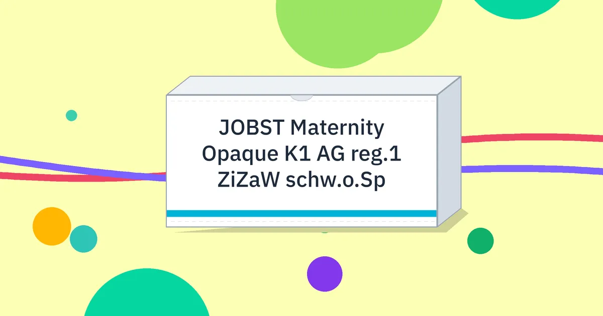 Symbolbild: Packung mit der Aufschrift JOBST Maternity Opaque K1 AG reg.1 ZiZaW schw.o.Sp (PZN 15852364) – Verfügbarkeit und Bezug in Apotheken in Frankfurt am Main