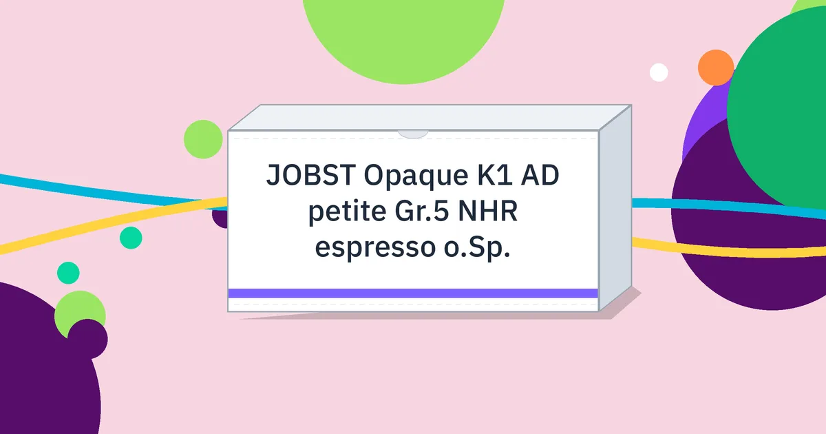 Symbolbild: Packung mit der Aufschrift JOBST Opaque K1 AD petite Gr.5 NHR espresso o.Sp. (PZN 16264468) – Verfügbarkeit und Bezug in Apotheken in Frankfurt am Main