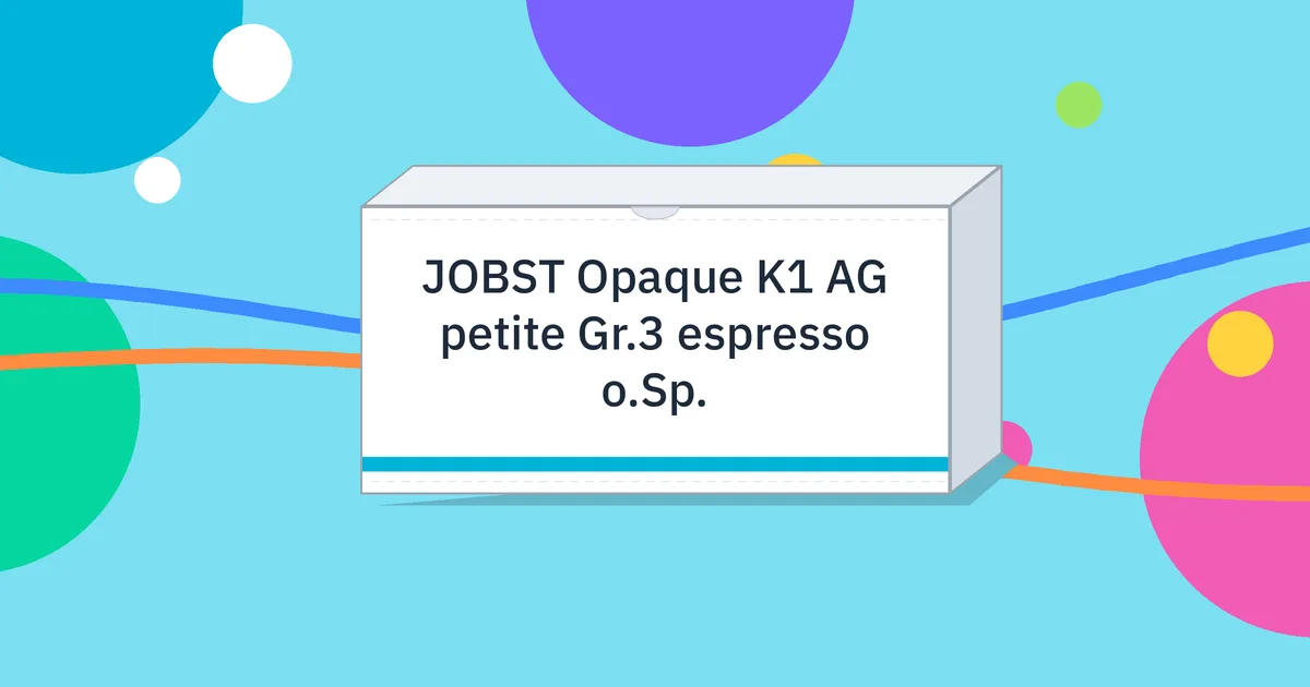 Symbolbild: Packung mit der Aufschrift JOBST Opaque K1 AG petite Gr.3 espresso o.Sp. (PZN 16270635) – Verfügbarkeit und Bezug in Apotheken in Frankfurt am Main