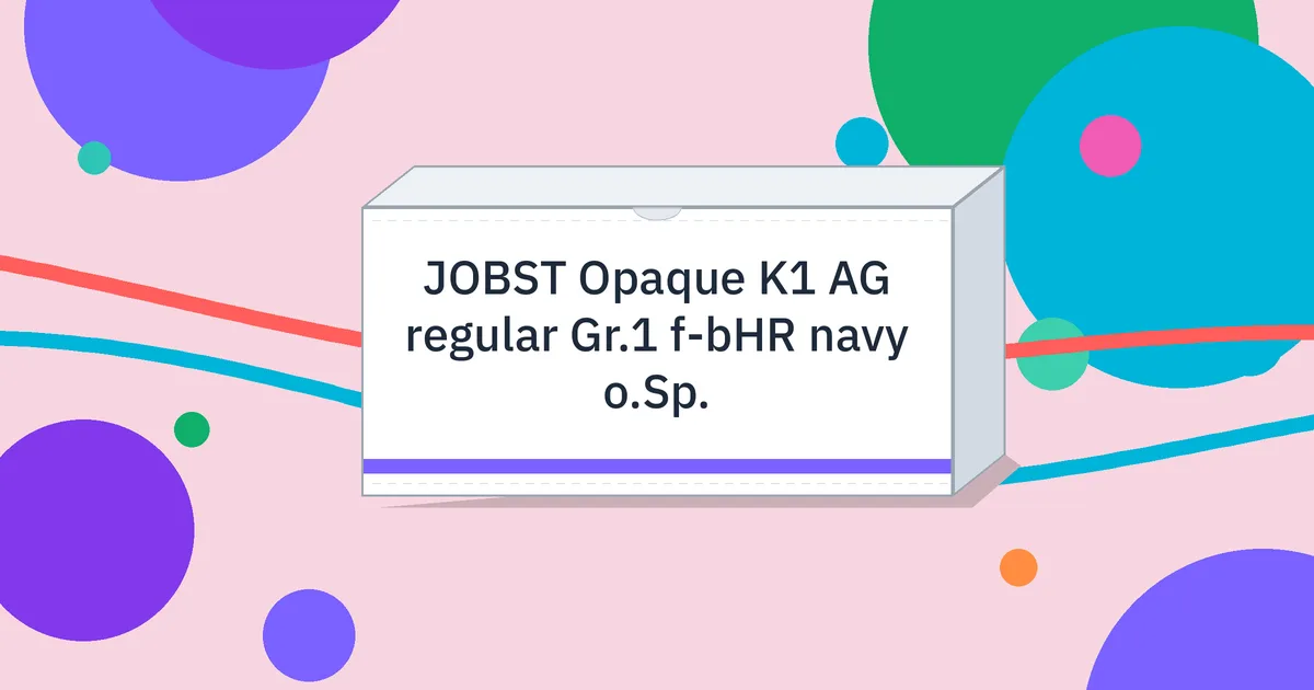 Symbolbild: Packung mit der Aufschrift JOBST Opaque K1 AG regular Gr.1 f-bHR navy o.Sp. (PZN 13094445) – Verfügbarkeit und Bezug in Apotheken in Frankfurt am Main