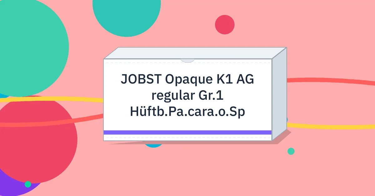 Symbolbild: Packung mit der Aufschrift JOBST Opaque K1 AG regular Gr.1 Hüftb.Pa.cara.o.Sp (PZN 13100737) – Verfügbarkeit und Bezug in Apotheken in Frankfurt am Main