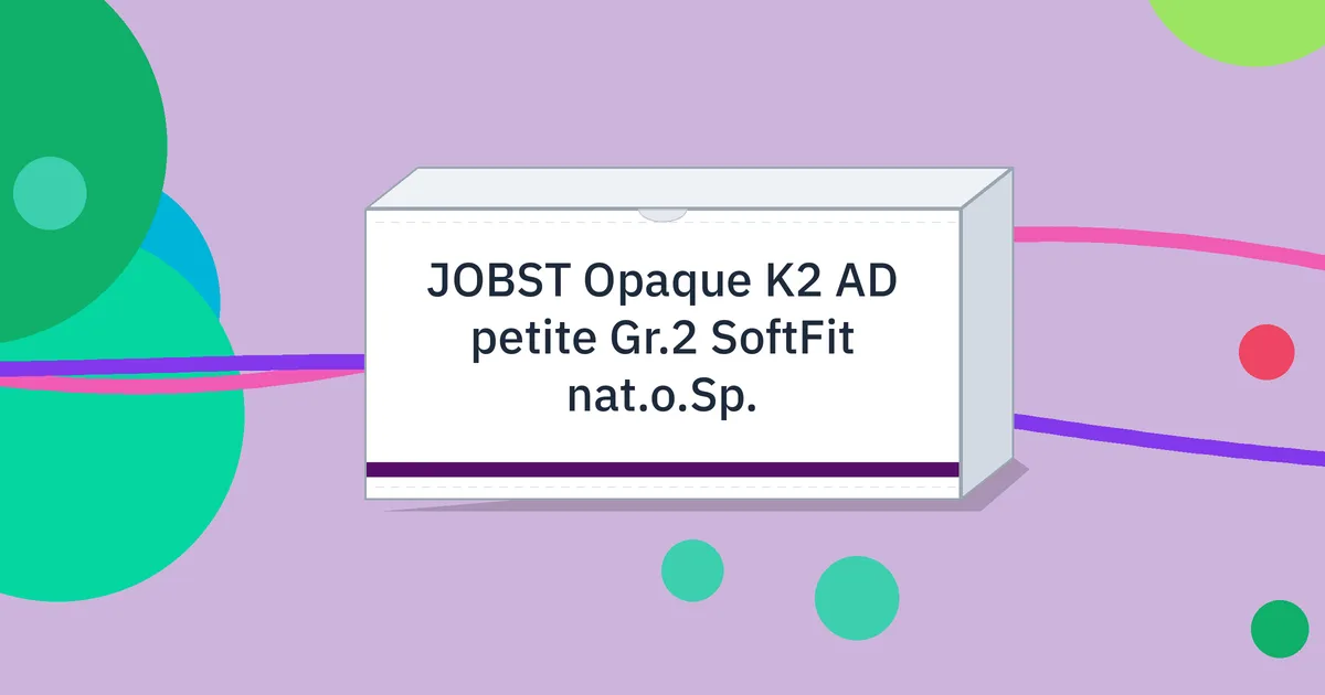 Symbolbild: Packung mit der Aufschrift JOBST Opaque K2 AD petite Gr.2 SoftFit nat.o.Sp. (PZN 11250390) – Verfügbarkeit und Bezug in Apotheken in Frankfurt am Main