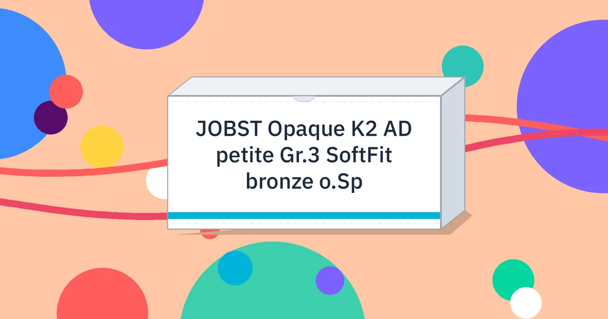 Symbolbild: Packung mit der Aufschrift JOBST Opaque K2 AD petite Gr.3 SoftFit bronze o.Sp (PZN 13109980) – Verfügbarkeit und Bezug in Apotheken in Frankfurt am Main