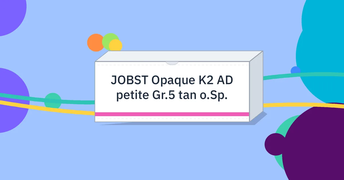 Symbolbild: Packung mit der Aufschrift JOBST Opaque K2 AD petite Gr.5 tan o.Sp. (PZN 16278849) – Verfügbarkeit und Bezug in Apotheken in Frankfurt am Main
