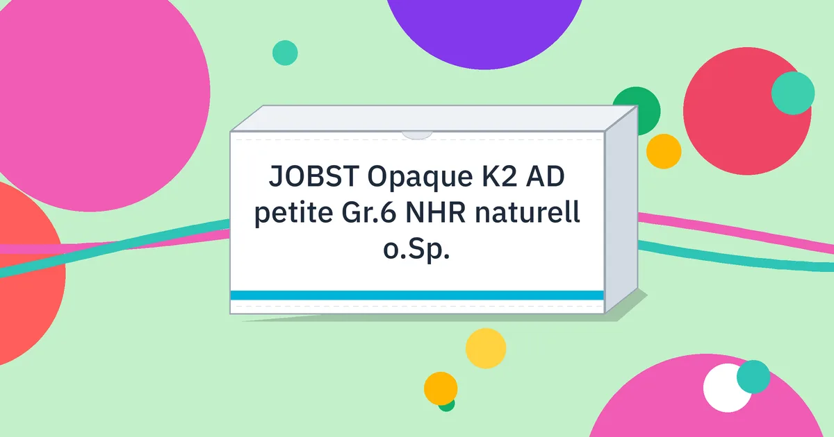 Symbolbild: Packung mit der Aufschrift JOBST Opaque K2 AD petite Gr.6 NHR naturell o.Sp. (PZN 13109879) – Verfügbarkeit und Bezug in Apotheken in Frankfurt am Main