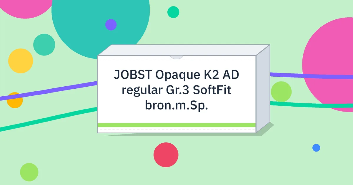 Symbolbild: Packung mit der Aufschrift JOBST Opaque K2 AD regular Gr.3 SoftFit bron.m.Sp. (PZN 13110782) – Verfügbarkeit und Bezug in Apotheken in Frankfurt am Main