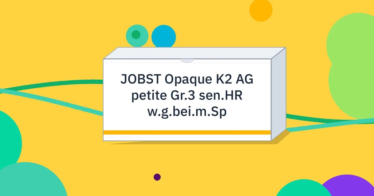 Symbolbild: Packung mit der Aufschrift JOBST Opaque K2 AG petite Gr.3 sen.HR w.g.bei.m.Sp (PZN 16284293) – Verfügbarkeit und Bezug in Apotheken in Frankfurt am Main