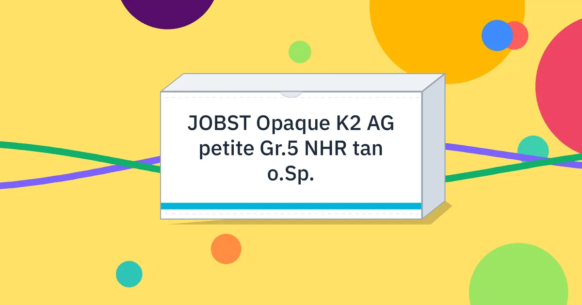 Symbolbild: Packung mit der Aufschrift JOBST Opaque K2 AG petite Gr.5 NHR tan o.Sp. (PZN 16284560) – Verfügbarkeit und Bezug in Apotheken in Frankfurt am Main
