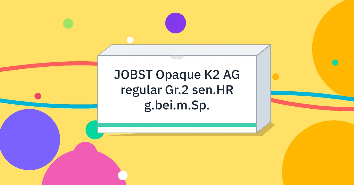 Symbolbild: Packung mit der Aufschrift JOBST Opaque K2 AG regular Gr.2 sen.HR g.bei.m.Sp. (PZN 16280651) – Verfügbarkeit und Bezug in Apotheken in Frankfurt am Main