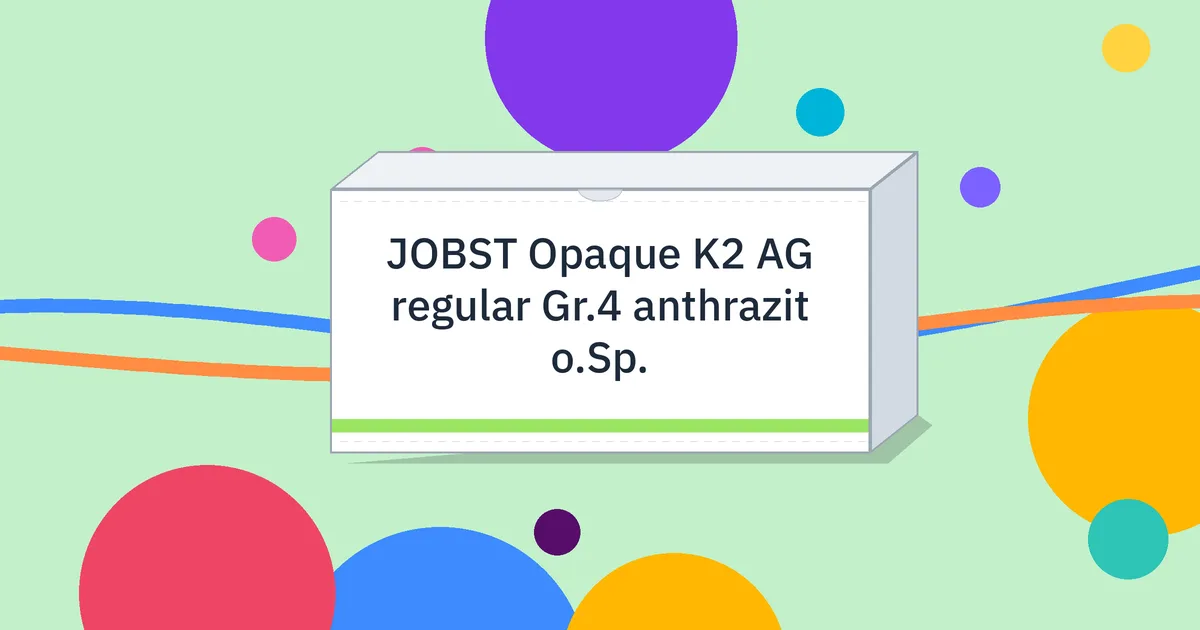 Symbolbild: Packung mit der Aufschrift JOBST Opaque K2 AG regular Gr.4 anthrazit o.Sp. (PZN 16282839) – Verfügbarkeit und Bezug in Apotheken in Frankfurt am Main