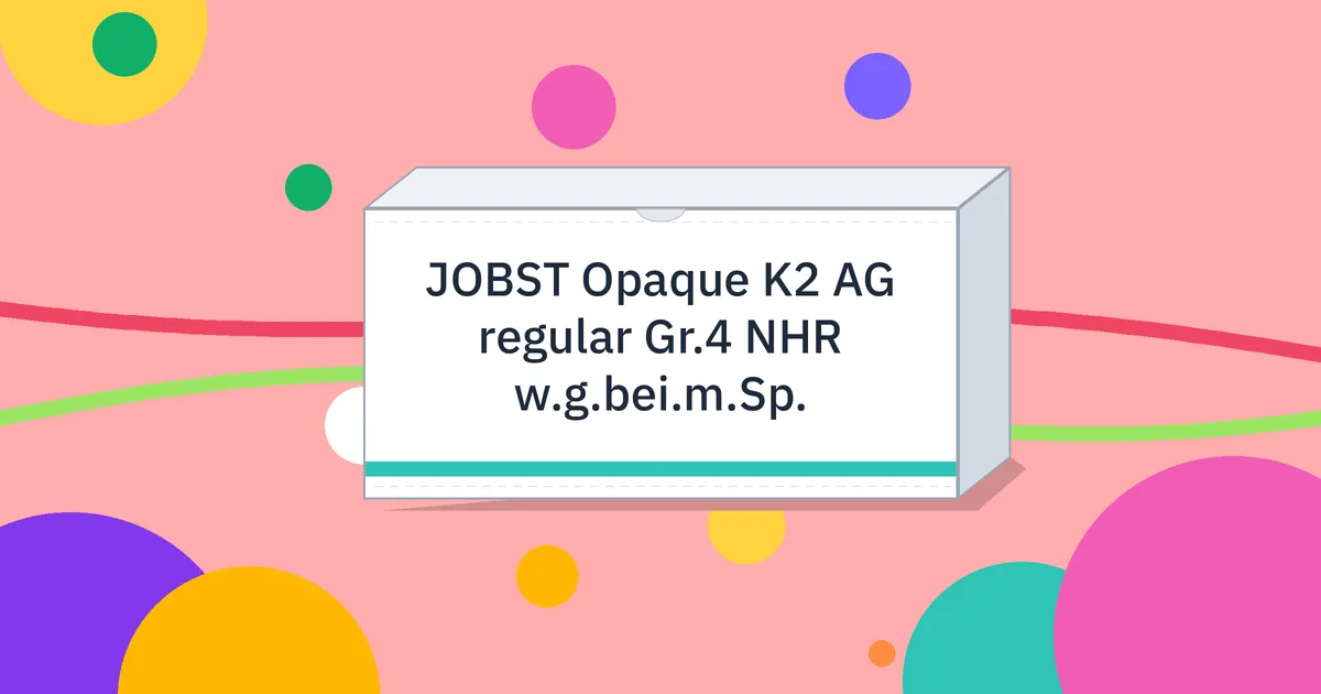 Symbolbild: Packung mit der Aufschrift JOBST Opaque K2 AG regular Gr.4 NHR w.g.bei.m.Sp. (PZN 16280585) – Verfügbarkeit und Bezug in Apotheken in Frankfurt am Main