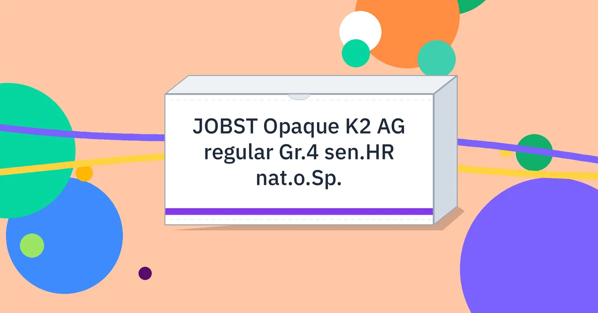 Symbolbild: Packung mit der Aufschrift JOBST Opaque K2 AG regular Gr.4 sen.HR nat.o.Sp. (PZN 12142455) – Verfügbarkeit und Bezug in Apotheken in Frankfurt am Main