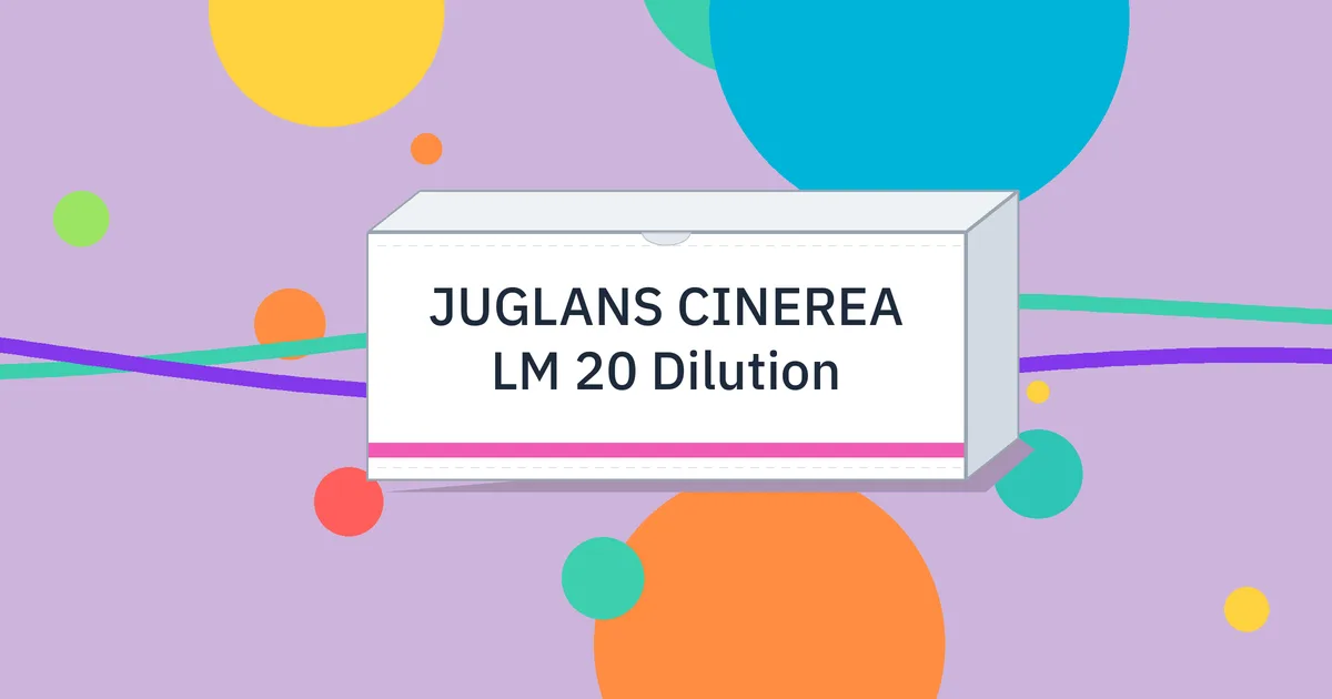 Symbolbild: Packung mit der Aufschrift JUGLANS CINEREA LM 20 Dilution (PZN 13563791) – Verfügbarkeit und Bezug in Apotheken in Frankfurt am Main