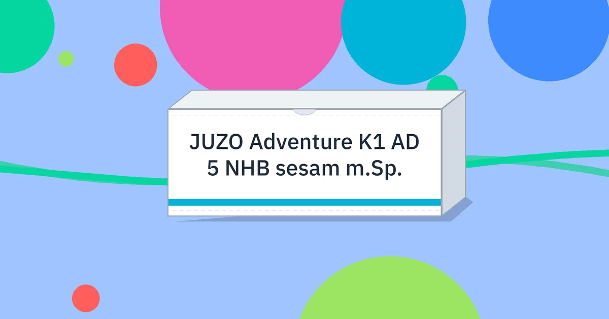 Symbolbild: Packung mit der Aufschrift JUZO Adventure K1 AD 5 NHB sesam m.Sp. (PZN 16491750) – Verfügbarkeit und Bezug in Apotheken in Frankfurt am Main