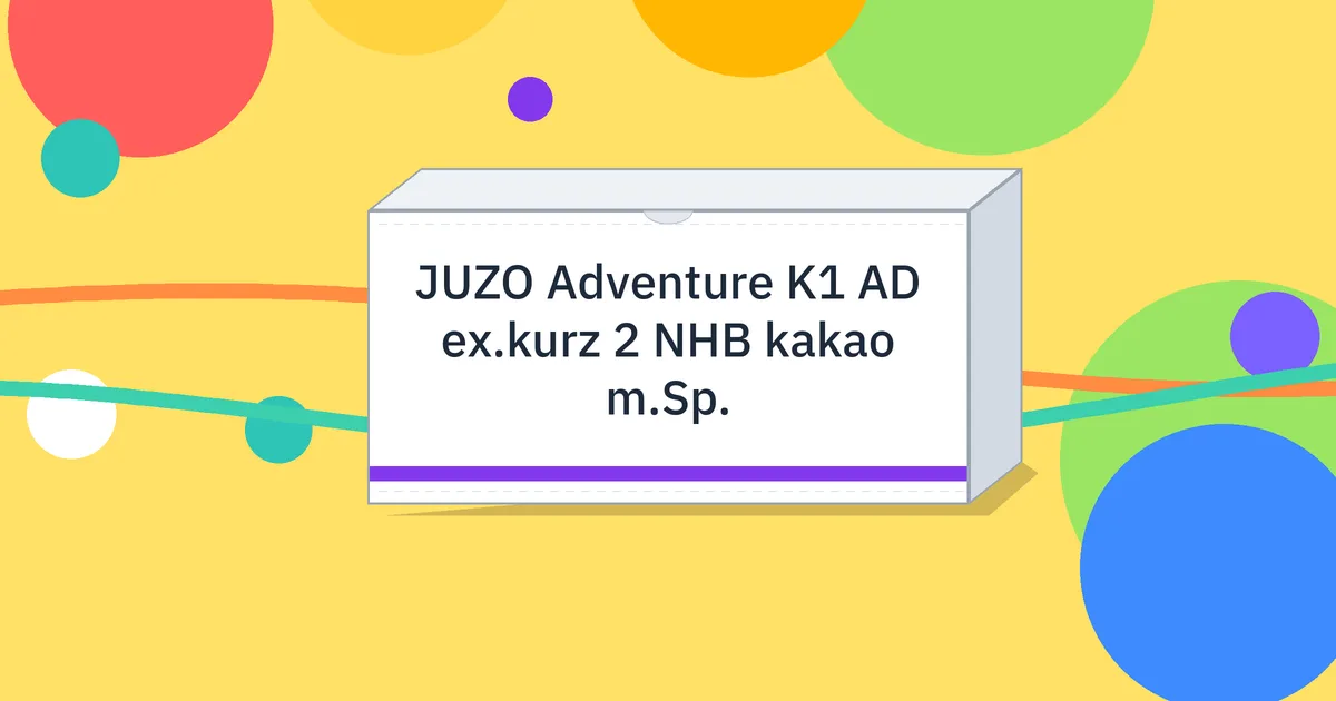 Symbolbild: Packung mit der Aufschrift JUZO Adventure K1 AD ex.kurz 2 NHB kakao m.Sp. (PZN 14975478) – Verfügbarkeit und Bezug in Apotheken in Frankfurt am Main