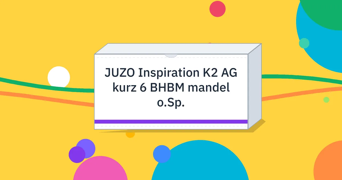 Symbolbild: Packung mit der Aufschrift JUZO Inspiration K2 AG kurz 6 BHBM mandel o.Sp. (PZN 14877557) – Verfügbarkeit und Bezug in Apotheken in Frankfurt am Main