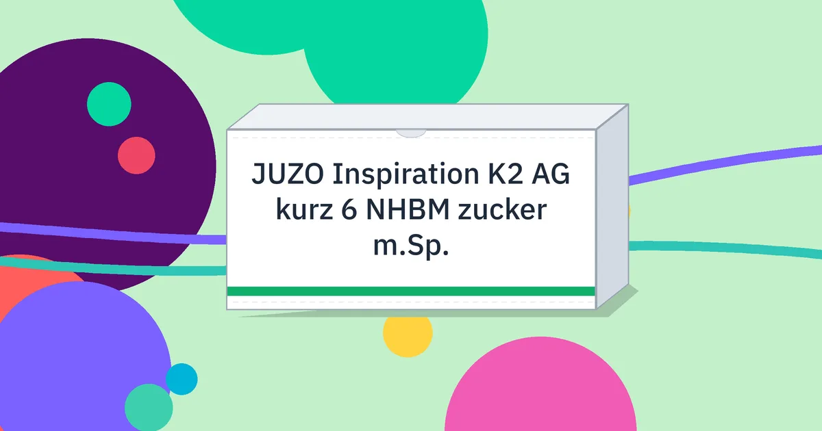 Symbolbild: Packung mit der Aufschrift JUZO Inspiration K2 AG kurz 6 NHBM zucker m.Sp. (PZN 14950892) – Verfügbarkeit und Bezug in Apotheken in Frankfurt am Main