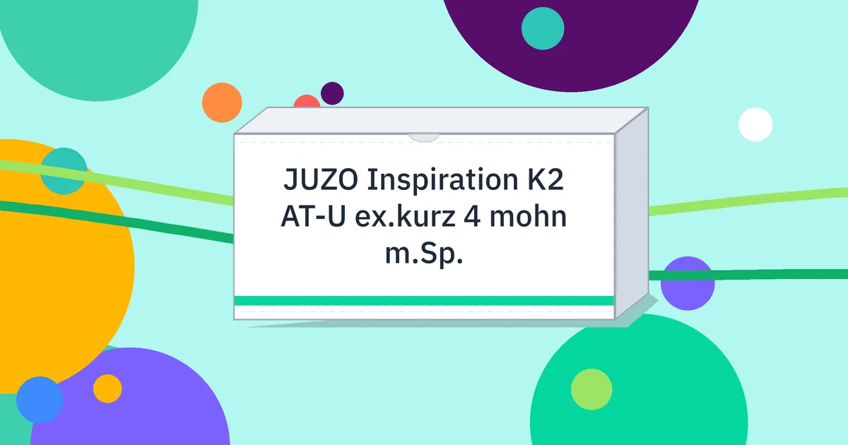 Symbolbild: Packung mit der Aufschrift JUZO Inspiration K2 AT-U ex.kurz 4 mohn m.Sp. (PZN 14930234) – Verfügbarkeit und Bezug in Apotheken in Frankfurt am Main