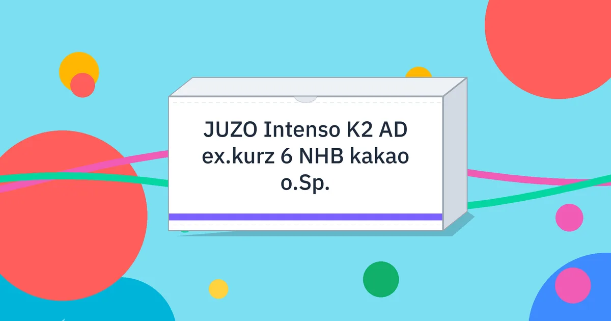 Symbolbild: Packung mit der Aufschrift JUZO Intenso K2 AD ex.kurz 6 NHB kakao o.Sp. (PZN 18622446) – Verfügbarkeit und Bezug in Apotheken in Frankfurt am Main