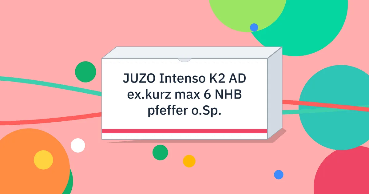 Symbolbild: Packung mit der Aufschrift JUZO Intenso K2 AD ex.kurz max 6 NHB pfeffer o.Sp. (PZN 18620826) – Verfügbarkeit und Bezug in Apotheken in Frankfurt am Main