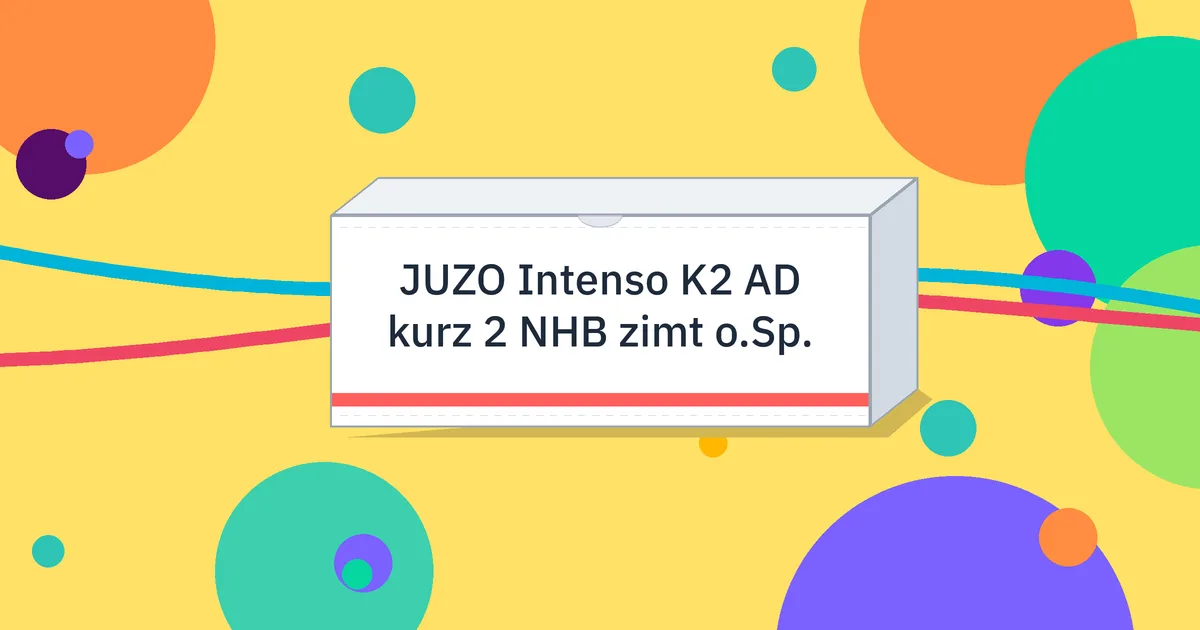 Symbolbild: Packung mit der Aufschrift JUZO Intenso K2 AD kurz 2 NHB zimt o.Sp. (PZN 18621429) – Verfügbarkeit und Bezug in Apotheken in Frankfurt am Main