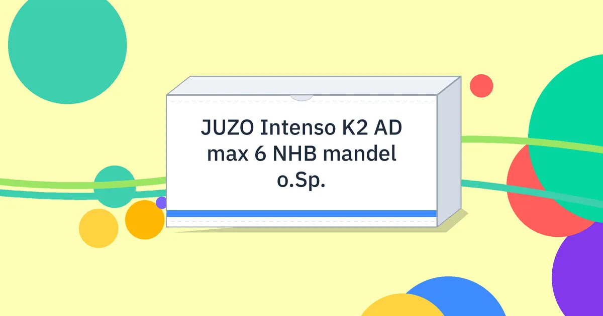 Symbolbild: Packung mit der Aufschrift JUZO Intenso K2 AD max 6 NHB mandel o.Sp. (PZN 18623434) – Verfügbarkeit und Bezug in Apotheken in Frankfurt am Main