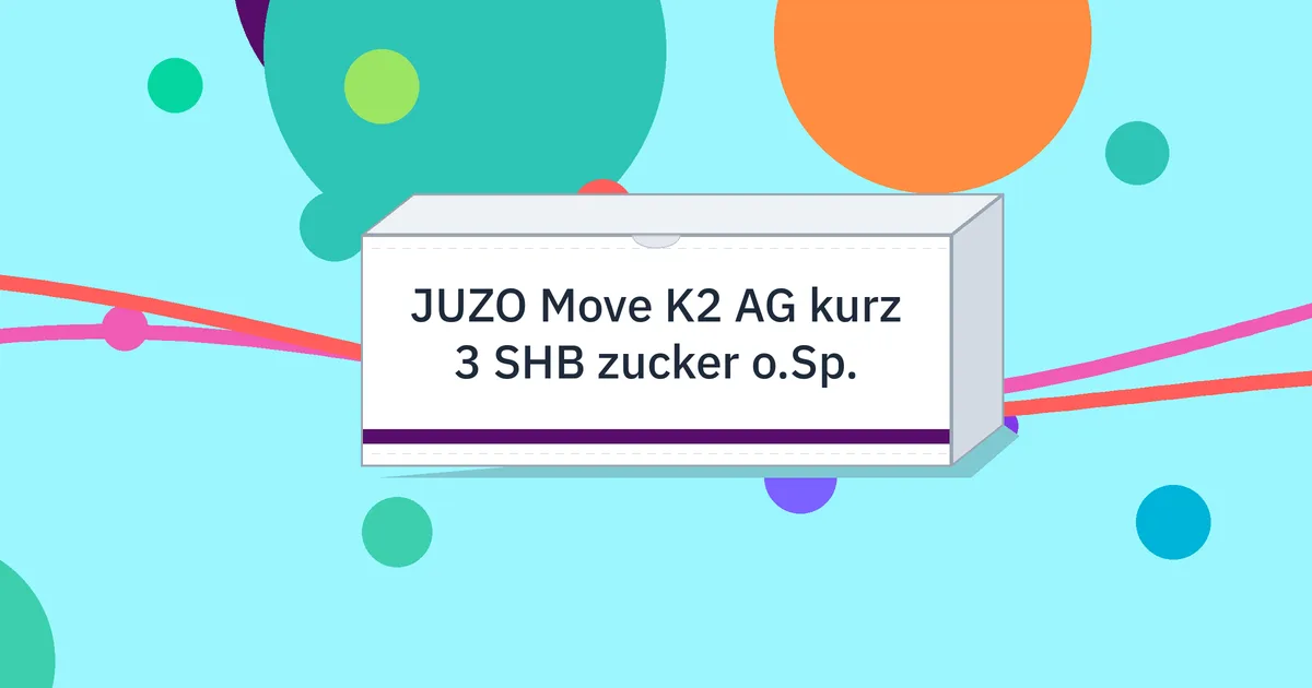 Symbolbild: Packung mit der Aufschrift JUZO Move K2 AG kurz 3 SHB zucker o.Sp. (PZN 18529801) – Verfügbarkeit und Bezug in Apotheken in Frankfurt am Main