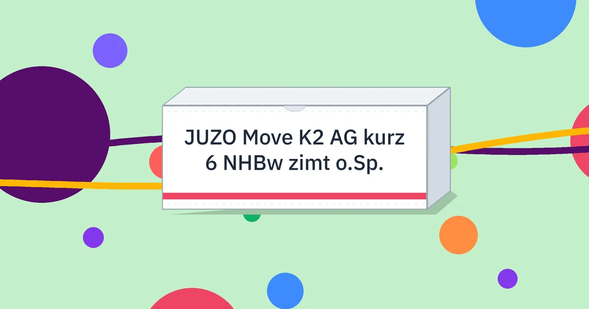 Symbolbild: Packung mit der Aufschrift JUZO Move K2 AG kurz 6 NHBw zimt o.Sp. (PZN 18529072) – Verfügbarkeit und Bezug in Apotheken in Frankfurt am Main