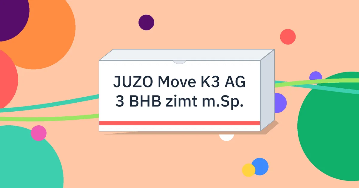 Symbolbild: Packung mit der Aufschrift JUZO Move K3 AG 3 BHB zimt m.Sp. (PZN 18575623) – Verfügbarkeit und Bezug in Apotheken in Frankfurt am Main