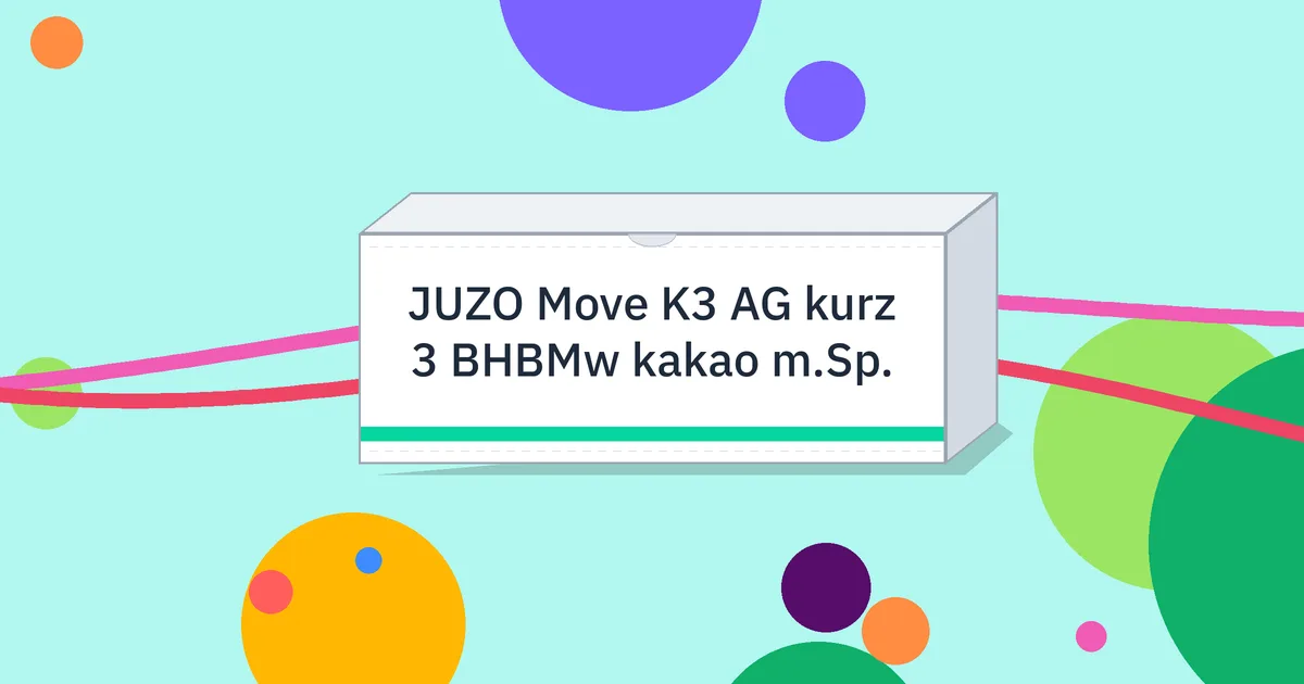 Symbolbild: Packung mit der Aufschrift JUZO Move K3 AG kurz 3 BHBMw kakao m.Sp. (PZN 18592219) – Verfügbarkeit und Bezug in Apotheken in Frankfurt am Main