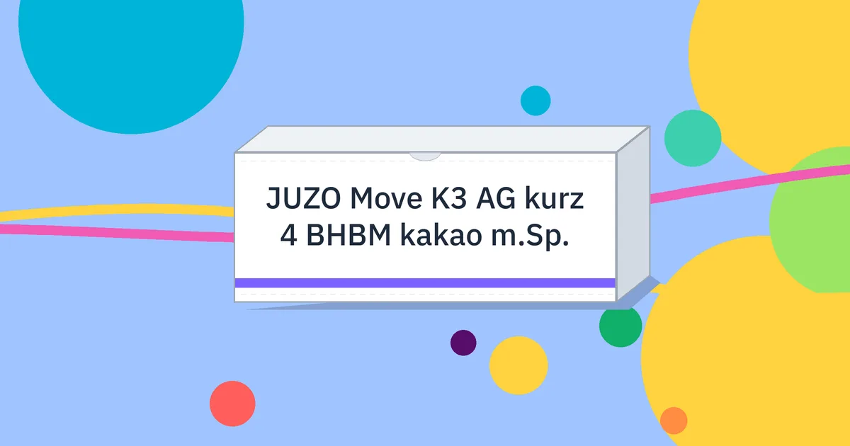 Symbolbild: Packung mit der Aufschrift JUZO Move K3 AG kurz 4 BHBM kakao m.Sp. (PZN 18592001) – Verfügbarkeit und Bezug in Apotheken in Frankfurt am Main