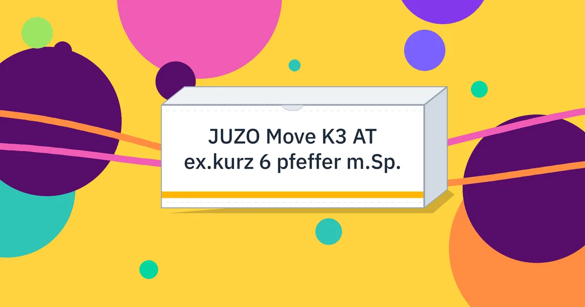 Symbolbild: Packung mit der Aufschrift JUZO Move K3 AT ex.kurz 6 pfeffer m.Sp. (PZN 20679904) – Verfügbarkeit und Bezug in Apotheken in Frankfurt am Main