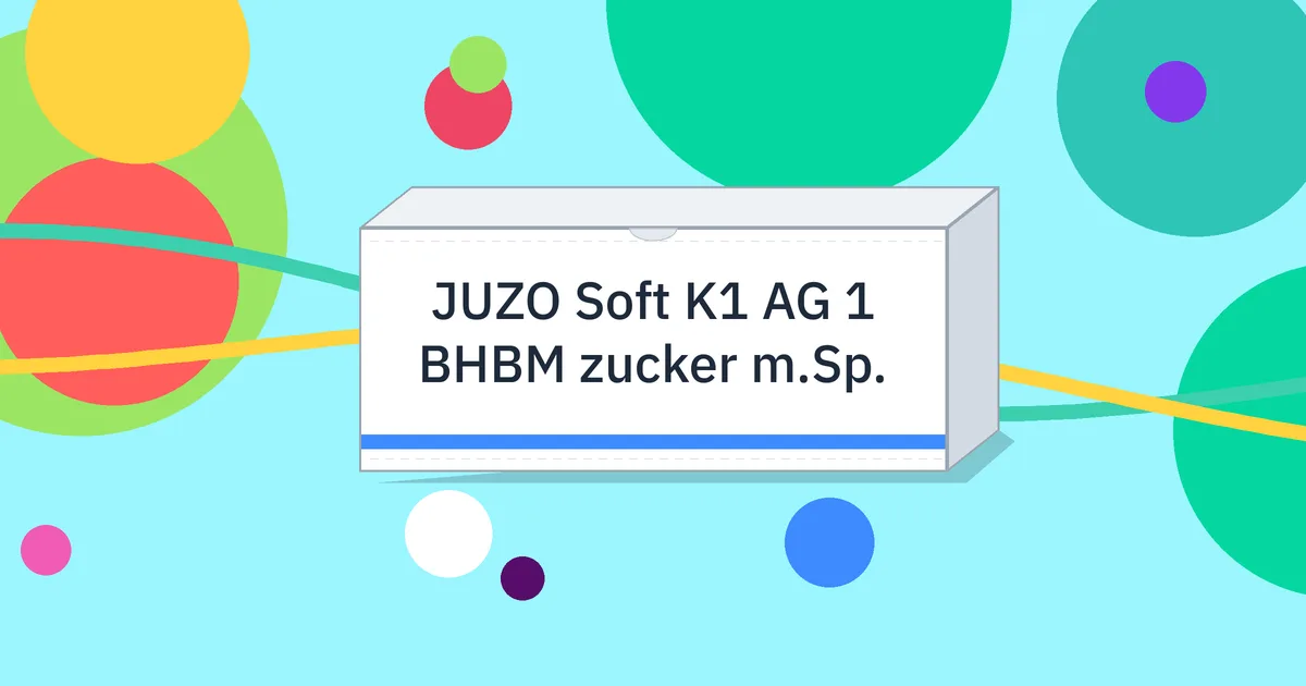 Symbolbild: Packung mit der Aufschrift JUZO Soft K1 AG 1 BHBM zucker m.Sp. (PZN 14854697) – Verfügbarkeit und Bezug in Apotheken in Frankfurt am Main