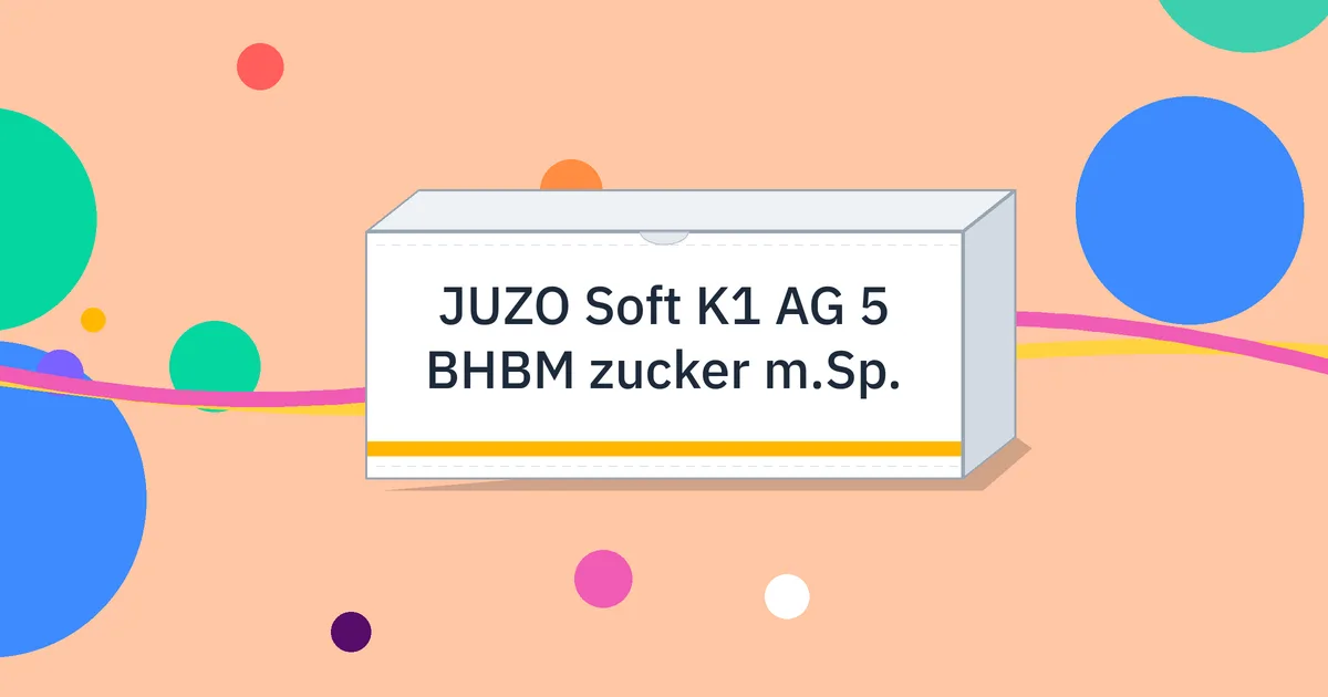 Symbolbild: Packung mit der Aufschrift JUZO Soft K1 AG 5 BHBM zucker m.Sp. (PZN 14854740) – Verfügbarkeit und Bezug in Apotheken in Frankfurt am Main