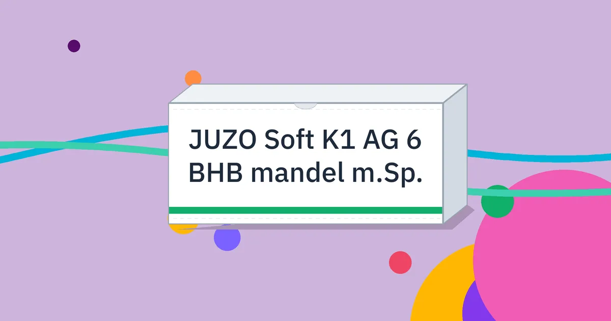 Symbolbild: Packung mit der Aufschrift JUZO Soft K1 AG 6 BHB mandel m.Sp. (PZN 14821060) – Verfügbarkeit und Bezug in Apotheken in Frankfurt am Main