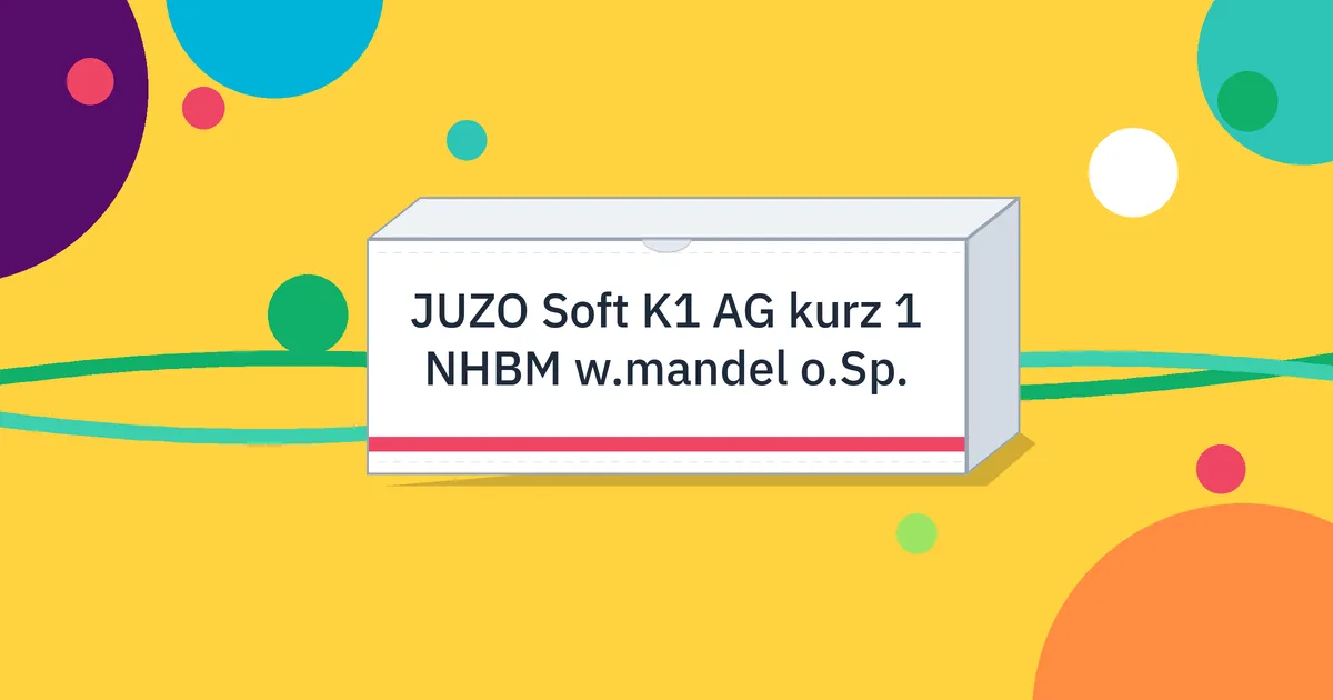 Symbolbild: Packung mit der Aufschrift JUZO Soft K1 AG kurz 1 NHBM w.mandel o.Sp. (PZN 14999668) – Verfügbarkeit und Bezug in Apotheken in Frankfurt am Main