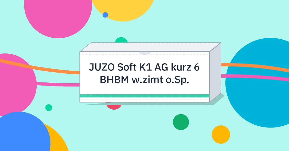 Symbolbild: Packung mit der Aufschrift JUZO Soft K1 AG kurz 6 BHBM w.zimt o.Sp. (PZN 14865465) – Verfügbarkeit und Bezug in Apotheken in Frankfurt am Main