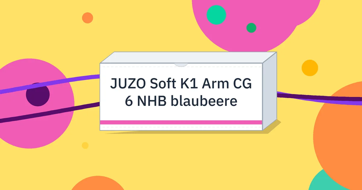 Symbolbild: Packung mit der Aufschrift JUZO Soft K1 Arm CG 6 NHB blaubeere (PZN 15507236) – Verfügbarkeit und Bezug in Apotheken in Frankfurt am Main