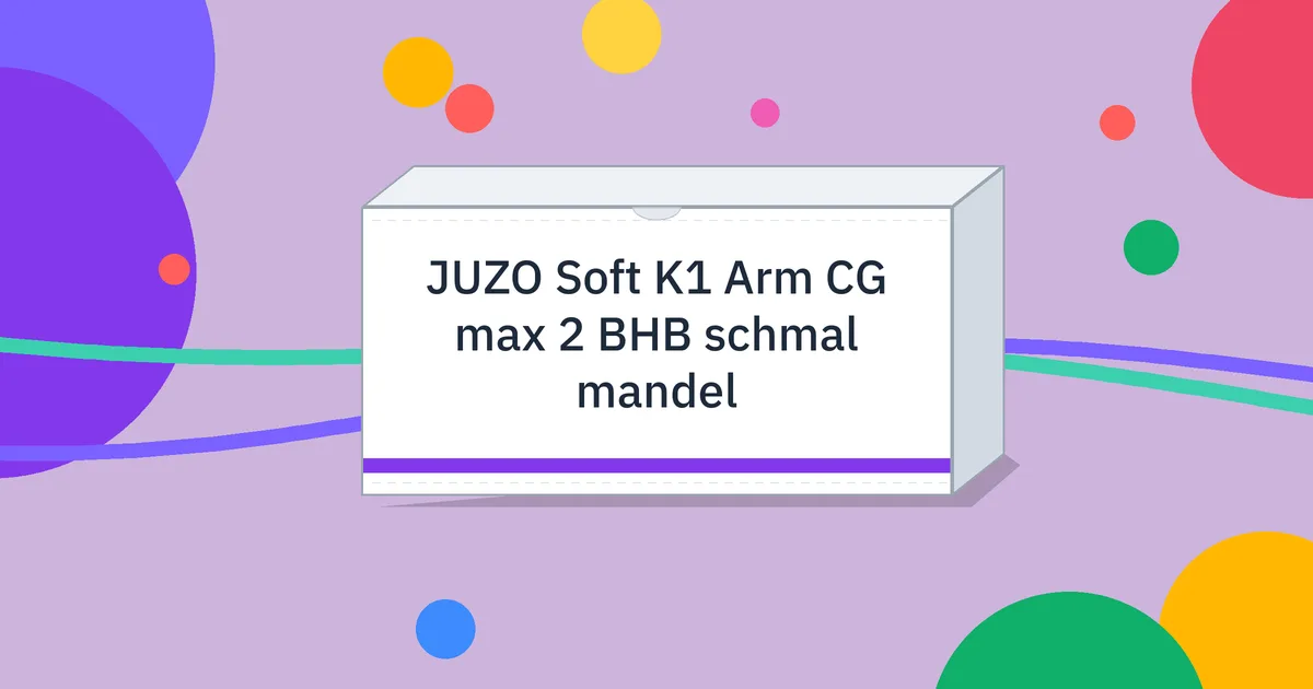 Symbolbild: Packung mit der Aufschrift JUZO Soft K1 Arm CG max 2 BHB schmal mandel (PZN 15509784) – Verfügbarkeit und Bezug in Apotheken in Frankfurt am Main