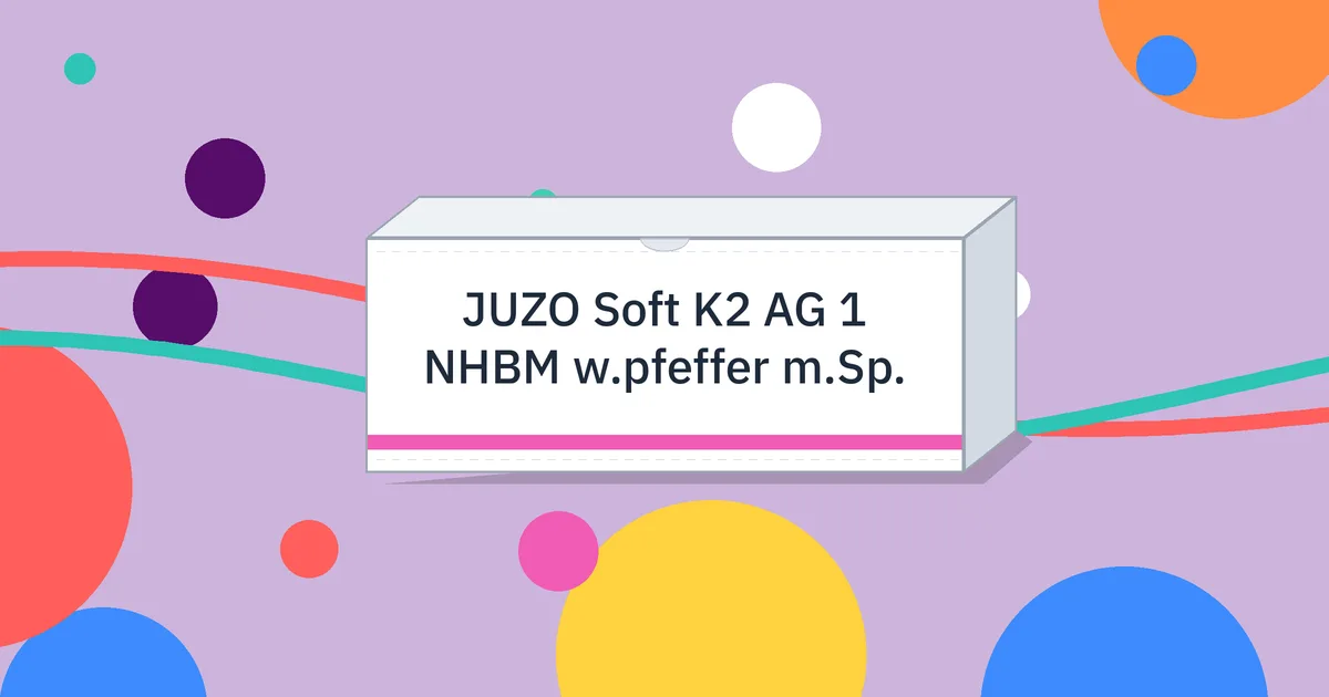 Symbolbild: Packung mit der Aufschrift JUZO Soft K2 AG 1 NHBM w.pfeffer m.Sp. (PZN 15018425) – Verfügbarkeit und Bezug in Apotheken in Frankfurt am Main