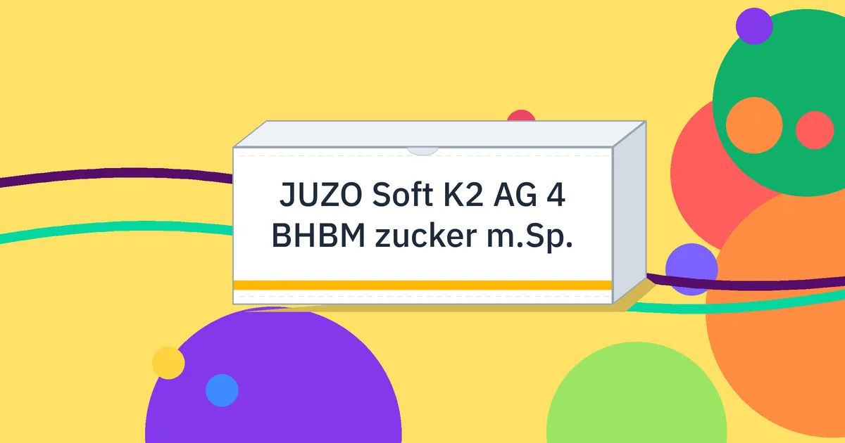 Symbolbild: Packung mit der Aufschrift JUZO Soft K2 AG 4 BHBM zucker m.Sp. (PZN 14858695) – Verfügbarkeit und Bezug in Apotheken in Frankfurt am Main