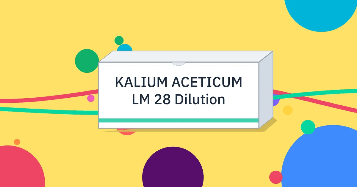Symbolbild: Packung mit der Aufschrift KALIUM ACETICUM LM 28 Dilution (PZN 12916767) – Verfügbarkeit und Bezug in Apotheken in Frankfurt am Main