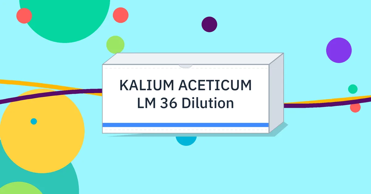 Symbolbild: Packung mit der Aufschrift KALIUM ACETICUM LM 36 Dilution (PZN 12916804) – Verfügbarkeit und Bezug in Apotheken in Frankfurt am Main