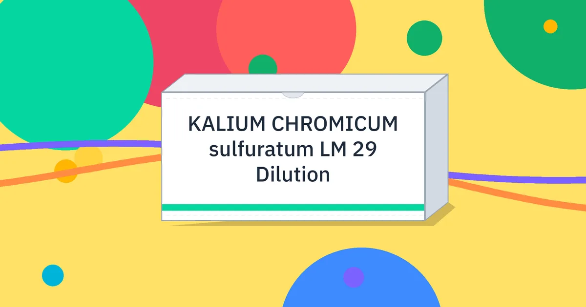 Symbolbild: Packung mit der Aufschrift KALIUM CHROMICUM sulfuratum LM 29 Dilution (PZN 12919866) – Verfügbarkeit und Bezug in Apotheken in Frankfurt am Main