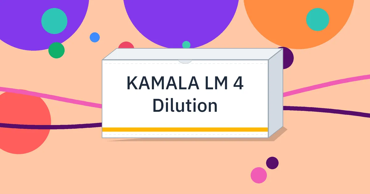 Symbolbild: Packung mit der Aufschrift KAMALA LM 4 Dilution (PZN 13517940) – Verfügbarkeit und Bezug in Apotheken in Frankfurt am Main