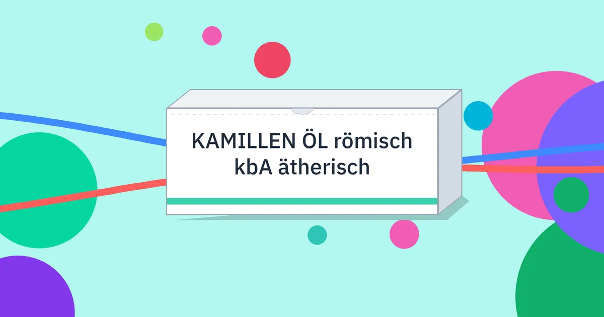 Symbolbild: Packung mit der Aufschrift KAMILLEN ÖL römisch kbA ätherisch (PZN 00720295) – Verfügbarkeit und Bezug in Apotheken in Frankfurt am Main
